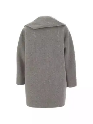 ELENA MIRÒ Felted Texture Coat With Detachable Fringed Scarf