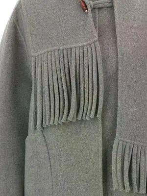 ELENA MIRÒ Felted Texture Coat With Detachable Fringed Scarf