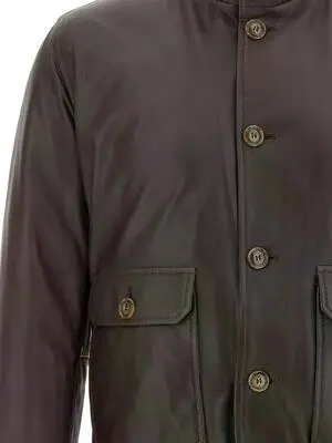 BARBA NAPOLI Vermont Ribbed-knit Trim Leather Jacket