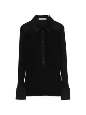D.exterior Contrast-panel Button-up Blouse - Black