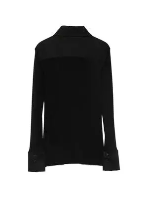 D.exterior Contrast Panel Button-up Blouse