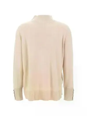 ELENA MIRÒ High Neck Ribbed Knit Sweater With Logo Buttons