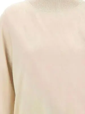 ELENA MIRÒ High Neck Ribbed Knit Sweater With Logo Buttons