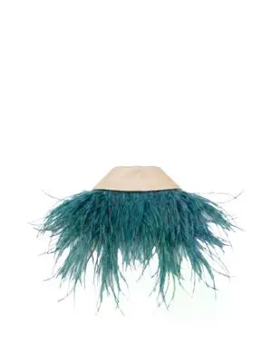 La DoubleJ La DoubleJ La Scala Collar With Ostrich Feather Trim Blue