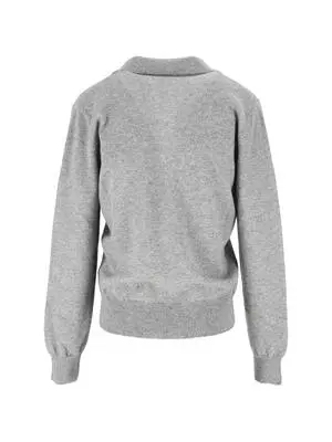 KANGRA Open-collar Long-sleeve Sweater - Grey