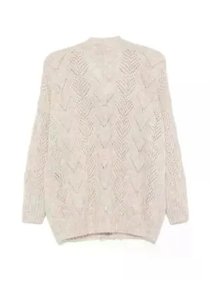 D.exterior Open-knit Button-up Cardigan - Neutrals