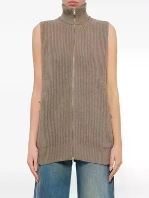 MAISON MARGIELA Ribbed-knit Zip-up Gilet