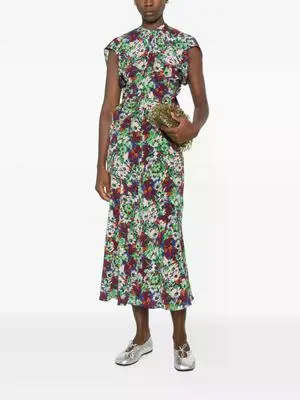Marni Floral Print Midi Dress - Green