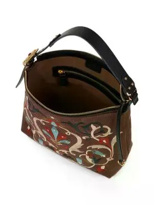 Etro Medium Embroidered Canvas Rosette Bag