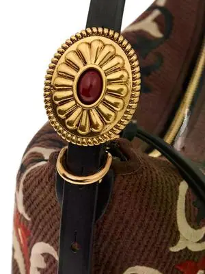 Etro Medium Embroidered Canvas Rosette Bag