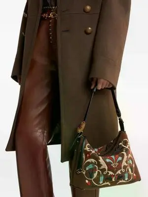 Etro Medium Embroidered Canvas Rosette Bag
