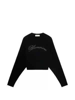 Blumarine Rhinestone Logo Wool Sweater