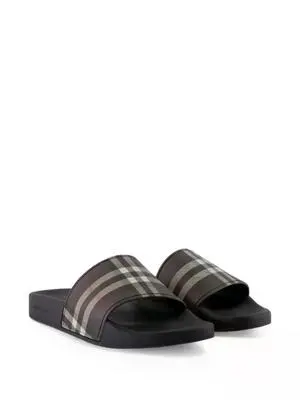 Burberry Large Check Slides - Brown