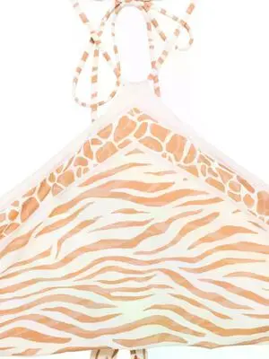 MC2 SAINT BARTH Animal Print Halterneck Bikini - Neutrals