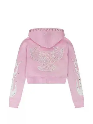 MURD333R.FM Crystal Embellished Zip-up Hoodie