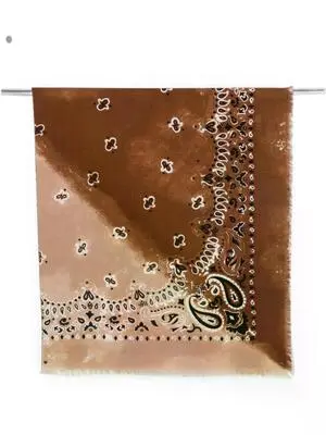 Destin Paisley-print Frayed-detail Scarf - Brown