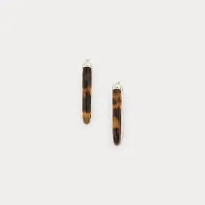 Ralph Lauren Tortoiseshell Rectangular Hoop Earrings - Silver/tortoise
