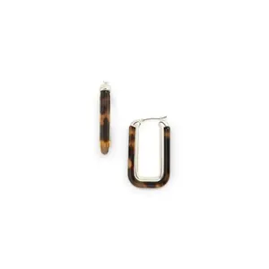 Ralph Lauren Tortoiseshell Rectangular Hoop Earrings