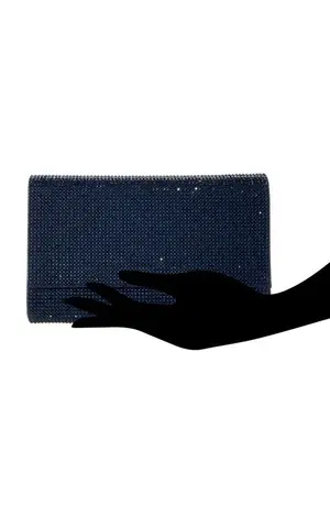 Judith Leiber Fizzoni Beaded Clutch - Silver Navy