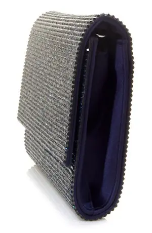 Judith Leiber Fizzoni Beaded Clutch - Silver Navy