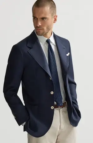 Brunello Cucinelli Cashmere Batavia Deconstructed Blazer With Patch Pockets