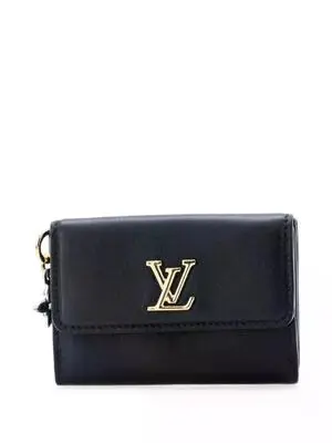 LOUIS VUITTON Bloom Trifold Wallet Leather Mini Small Wallets - Black