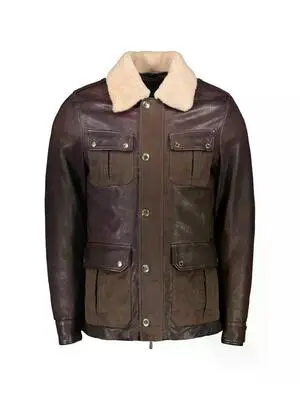 MOORER Padded Shearling Collar Jacket