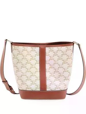 Celine 2018-2026 Small Triomphe Coated Canvas Bucket Bag - Neutrals