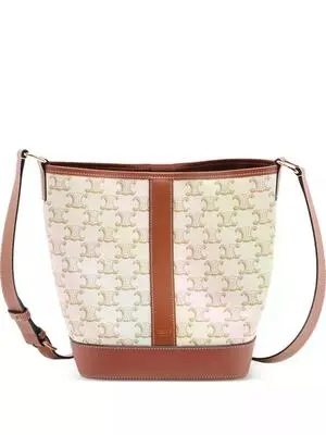 Celine 2018-2026 Small Triomphe Coated Canvas Bucket Bag - Neutrals