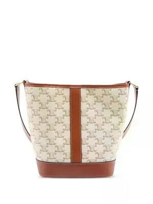 Celine Small Triomphe Coated Canvas Bucket Bag - Neutrals