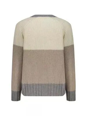 MOORER Color-block Ribbed Knit Cardigan - Neutrals