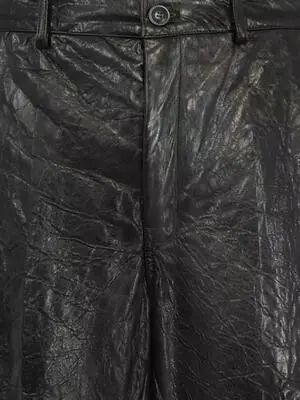Rick Owens Crinkled-finish Leather Shorts - Black