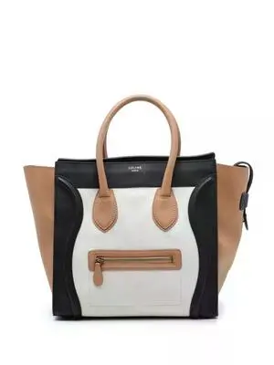 Celine Mini Tricolor Calfskin Luggage Tote Bag - White