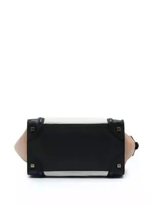 Celine Mini Tricolor Calfskin Luggage Tote Bag - White