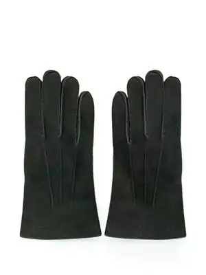 MOORER Suede-finish Stitched-detail Gloves - Grey