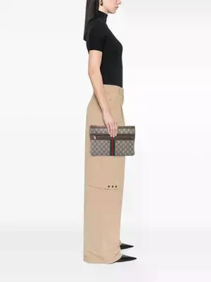 Gucci 2016-2026 Gg Supreme Web Ophidia Clutch Bag - Neutrals