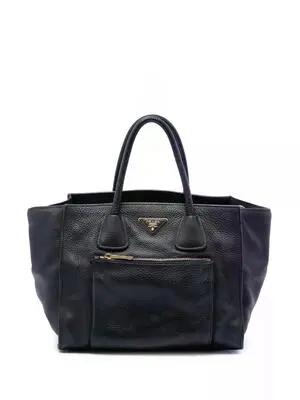 Prada Vitello Daino Tote Satchel - Black