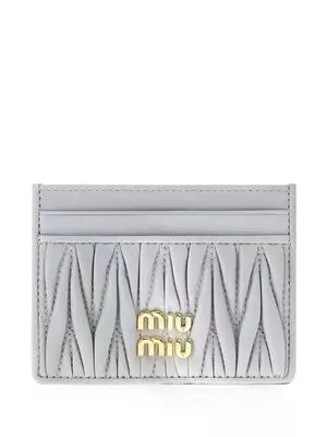 Miu Miu Matelassé Nappa Leather Card Holder - Grey