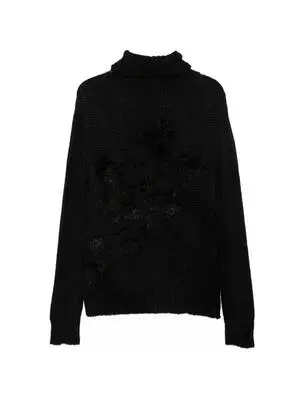 ANN DEMEULEMEESTER Mohair-blend Floral-patch High Neck Sweater