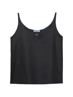 Prada Re-nylon Tank Top With Enamelled Triangle Logo - Black