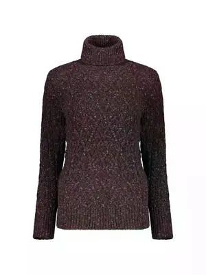 MOORER Cable-knit Roll-neck Sweater - Purple