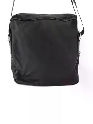 Prada 2013-2026 Saffiano Trimmed Tessuto Zip Top Crossbody Bag - Black