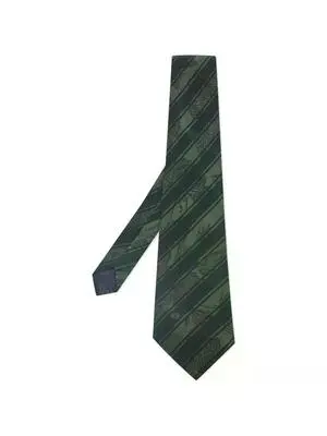 Valentino Garavani Silk Stripe Floral Tie - Green