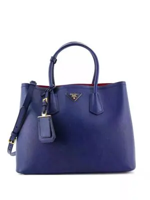 Prada Cuir Double Saffiano Leather Medium Tote Bag - Blue