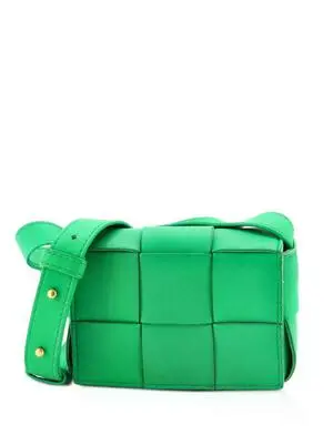 Bottega Veneta Cassette Maxi Intrecciato Leather Candy Crossbody Bag - Green