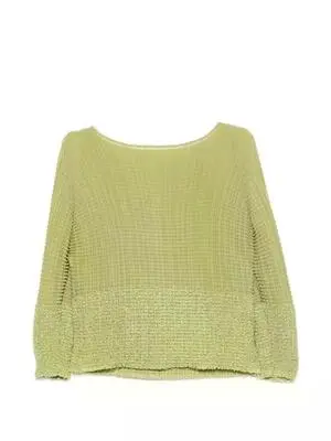 Issey Miyake Plissé-effect Three-quarter Sleeve Top - Green