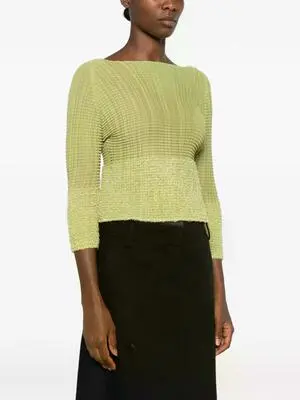 Issey Miyake Three-quarter Sleeve Textured Top