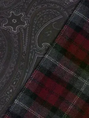 Etro Wool And Silk Scarf With Metal Fringing And Two Motifs - Grey