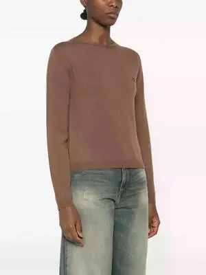 ERMANNO FIRENZE Logo-embroidered Bead-embellished Sweater