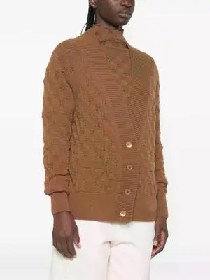 Ermanno Scervino Cable-knit Pointelle-trim Cardigan